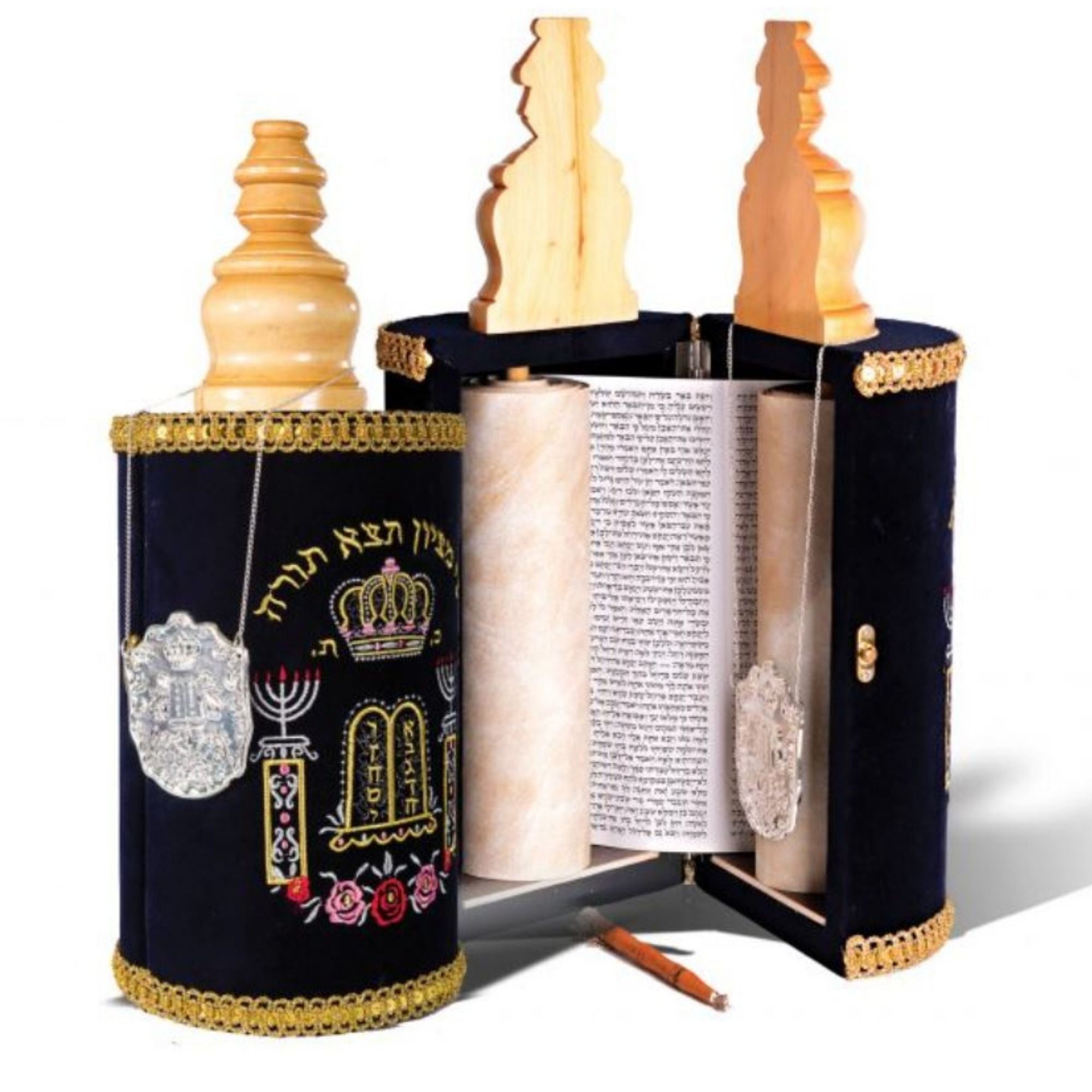 Hand Made Replica Sefardic Sefer Torah Scroll Hebrew Jewish Bible 45 C
